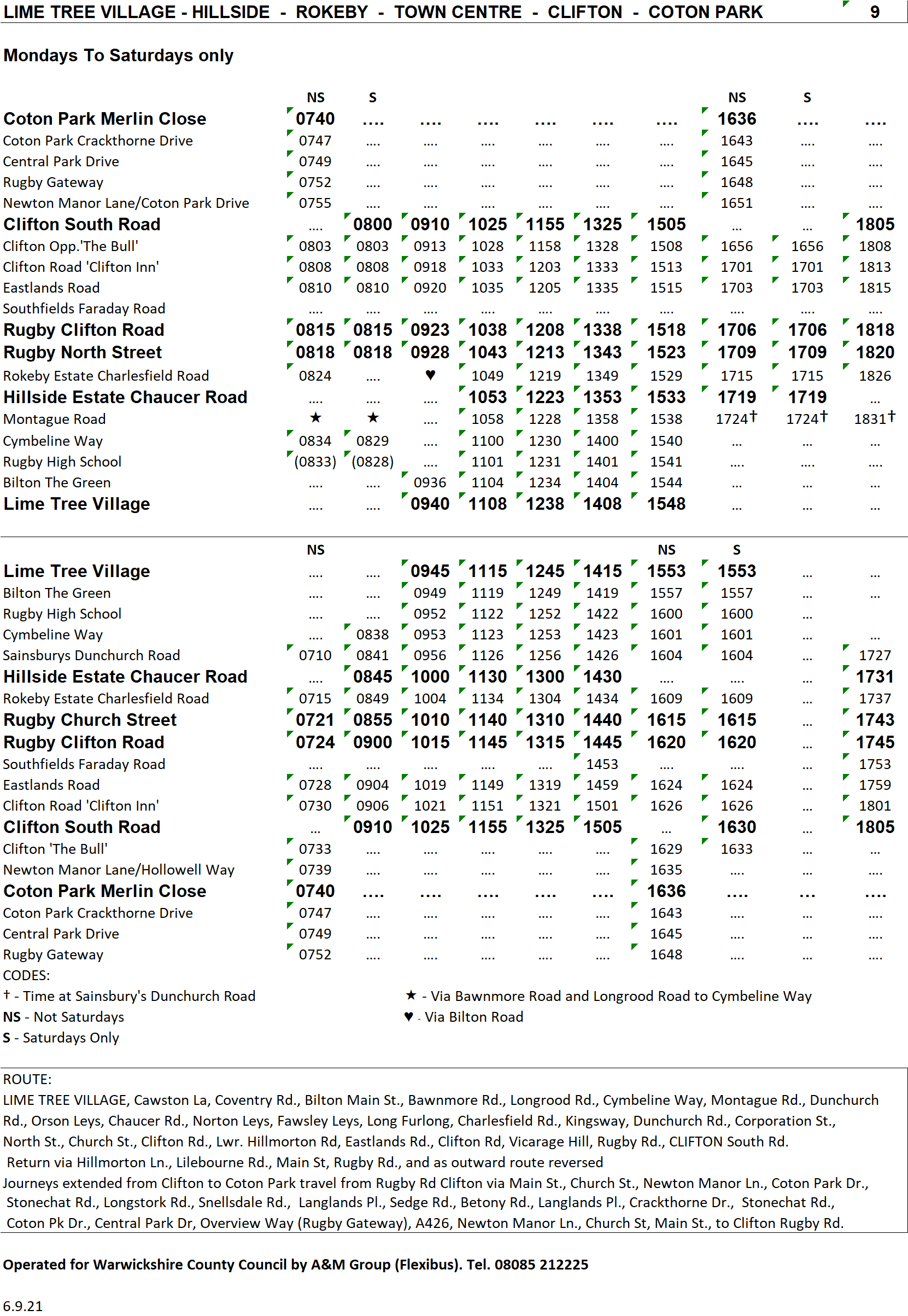 Latest Bus timetable changes - permanent news – Warwickshire County Council